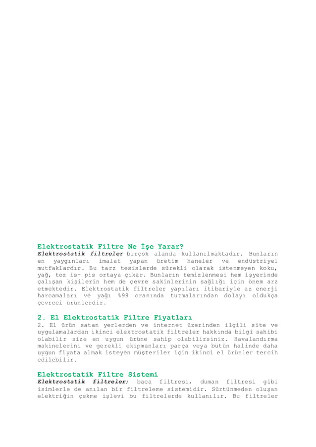 Elektrostatik Filtre | DOCX