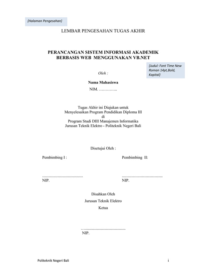 Contoh Laporan Tugas Akhir (TA) | PDF