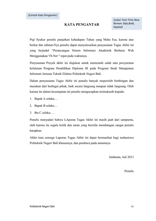 Contoh Laporan Tugas Akhir (TA) | PDF