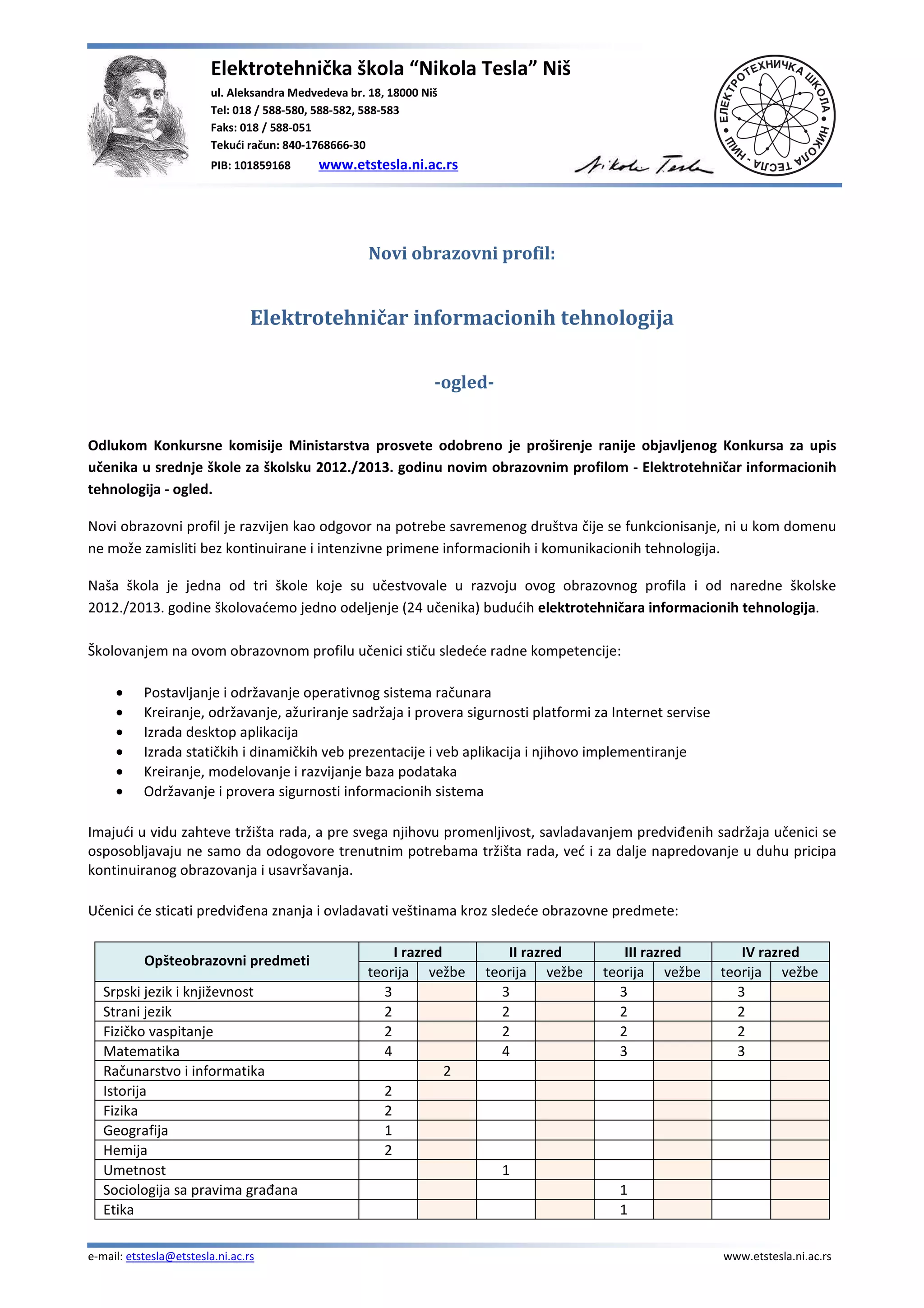 Elektrotehnicar informacionih tehnologija | PDF