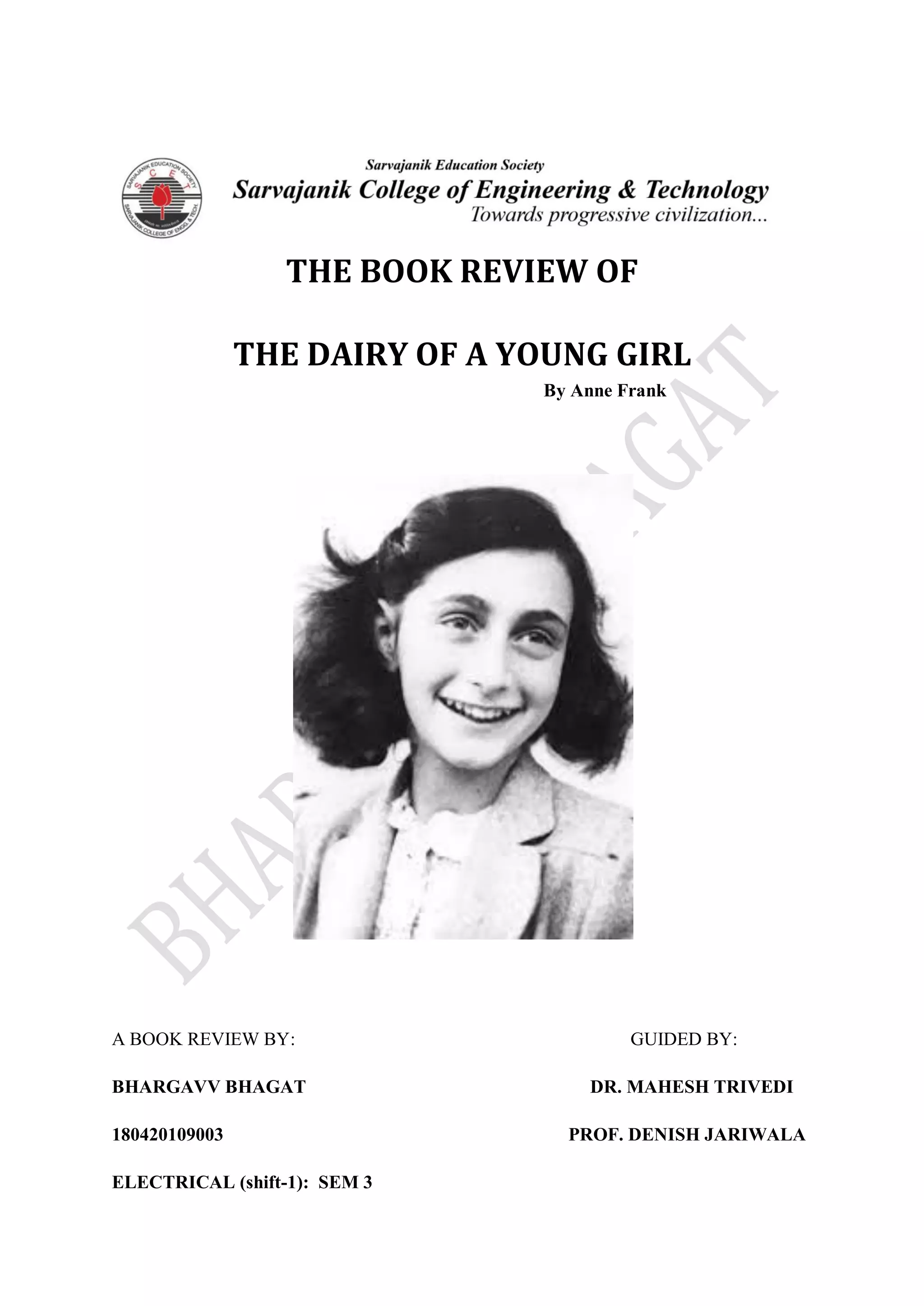 DIARY OF A YOUNG GIRL: Book Review | PDF