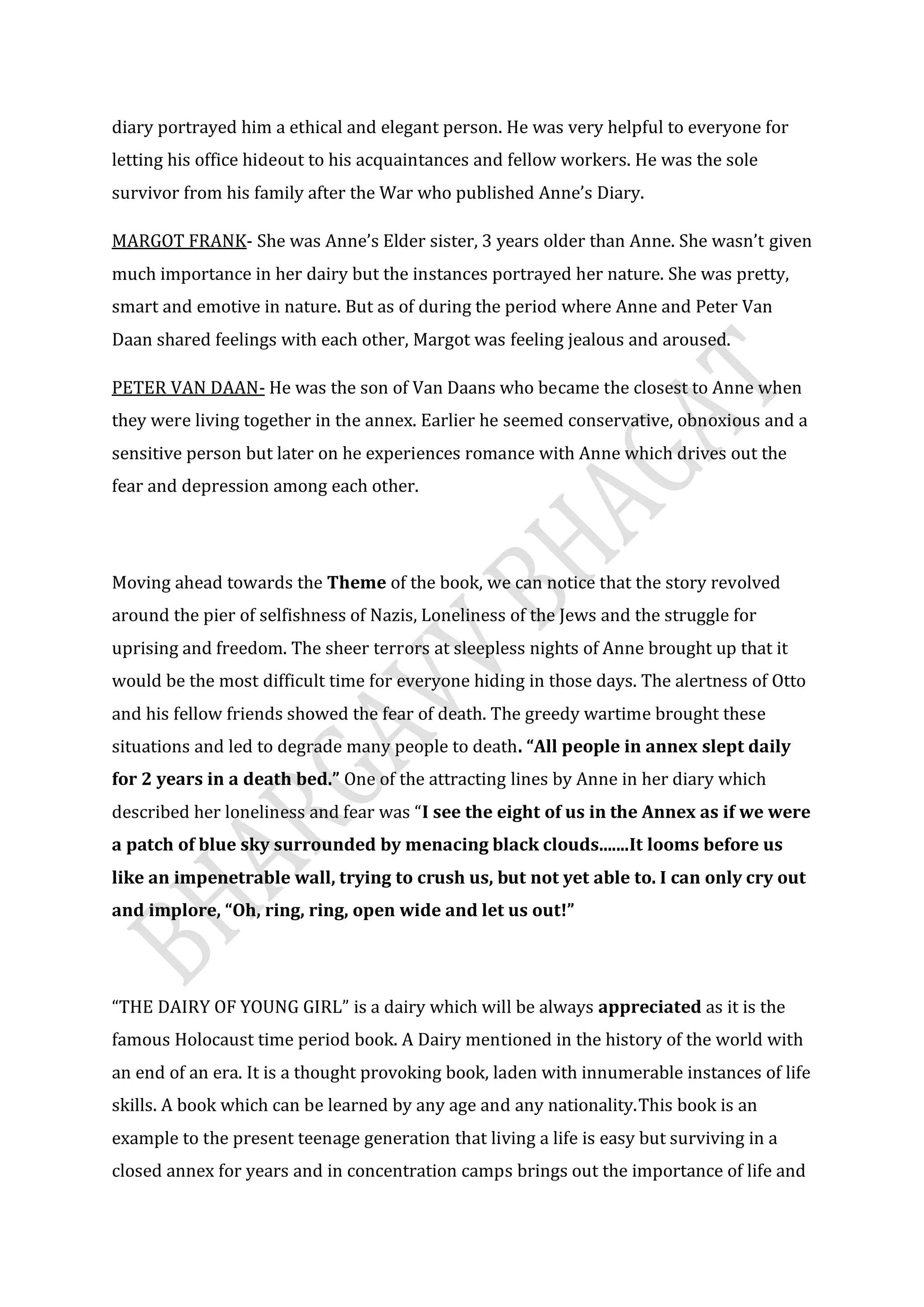 DIARY OF A YOUNG GIRL: Book Review | PDF