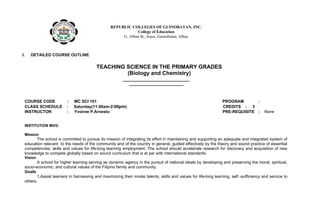 elementary science syllabus for education | DOCX