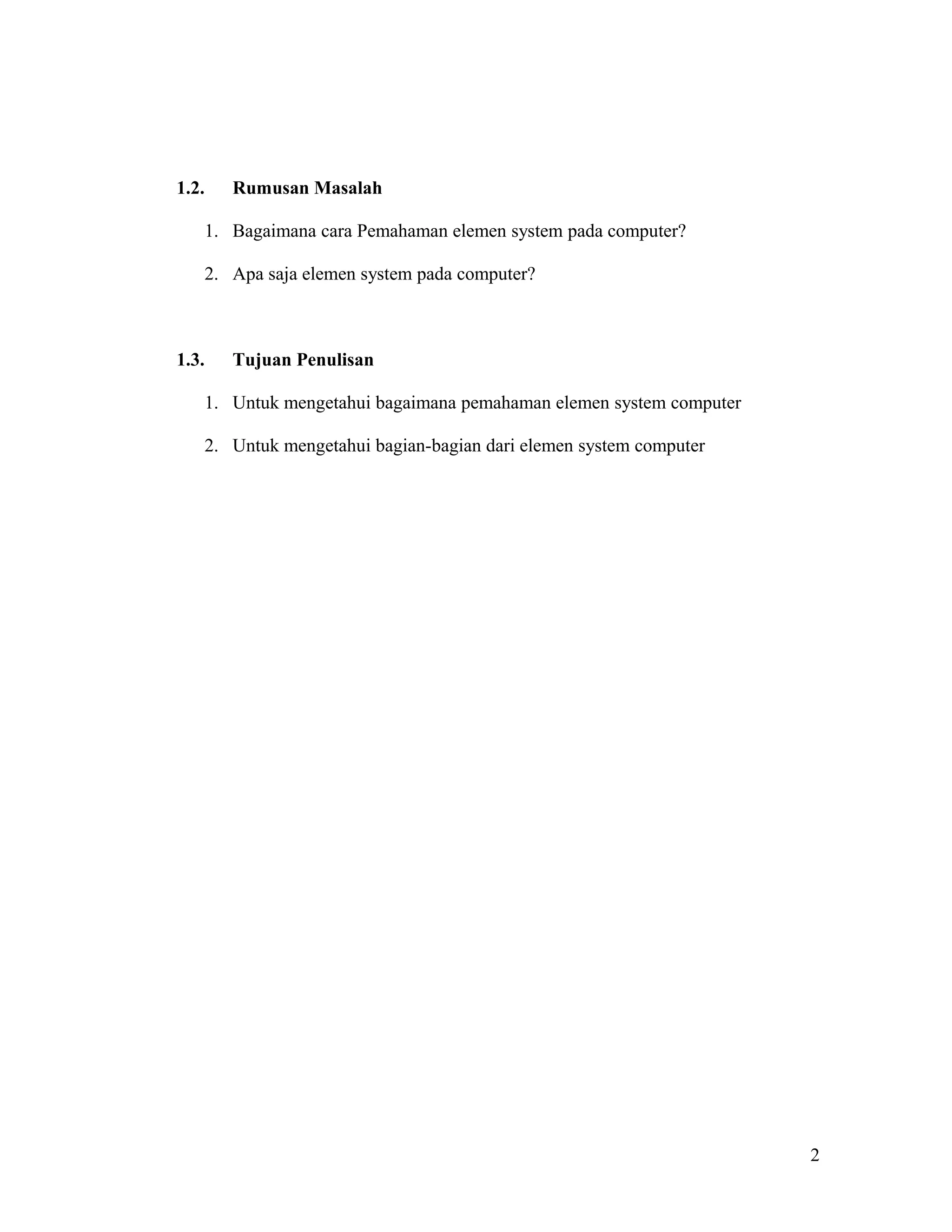 Elemen dasar sistem komputer | DOC