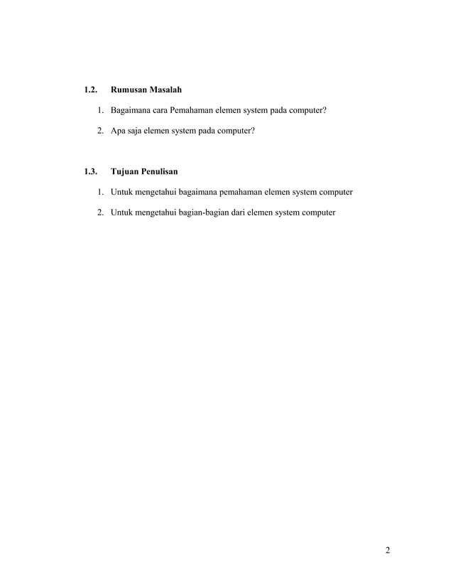 Elemen dasar sistem komputer | DOC