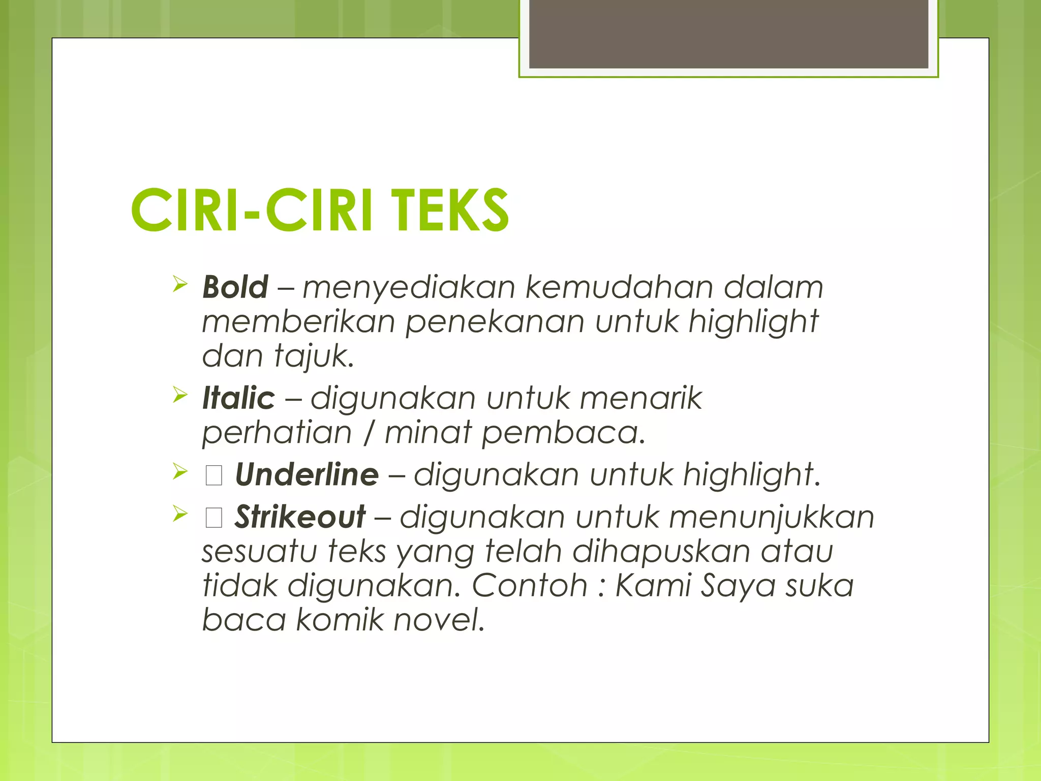 Elemen multimedia teks | PPT