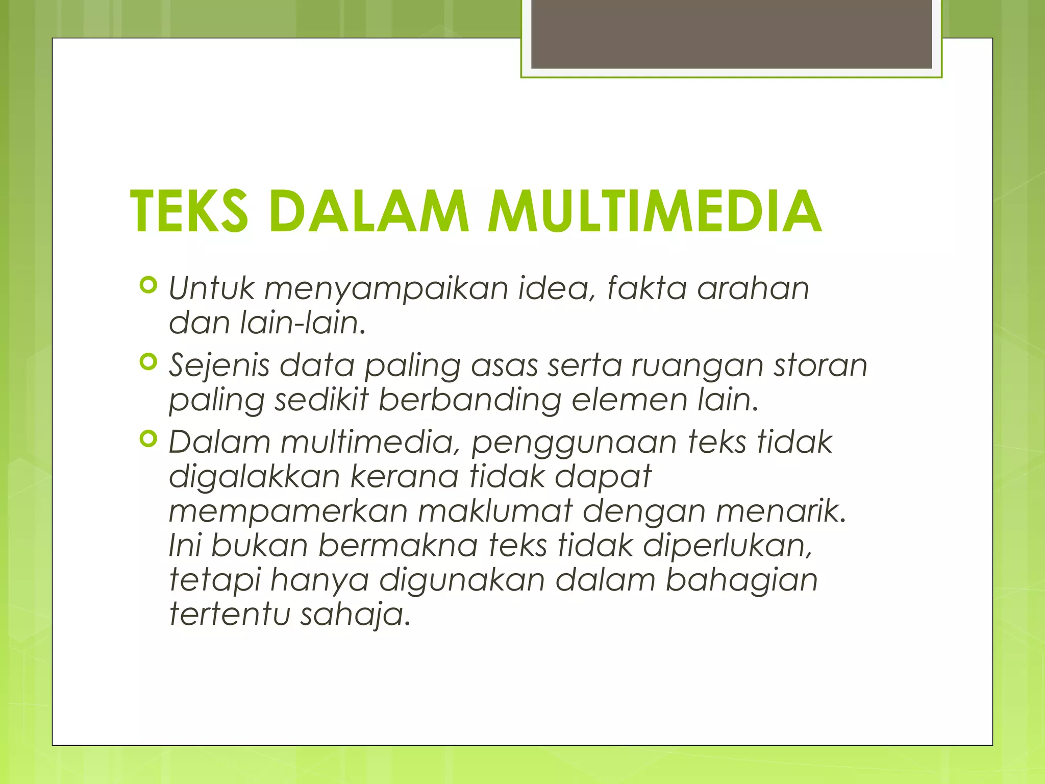 Elemen multimedia teks | PPT