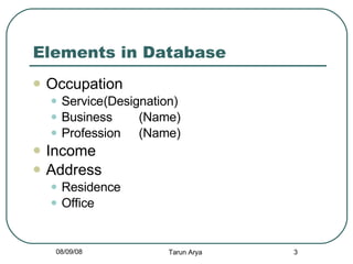 Element, Sources, Relevance Of Database | PPT