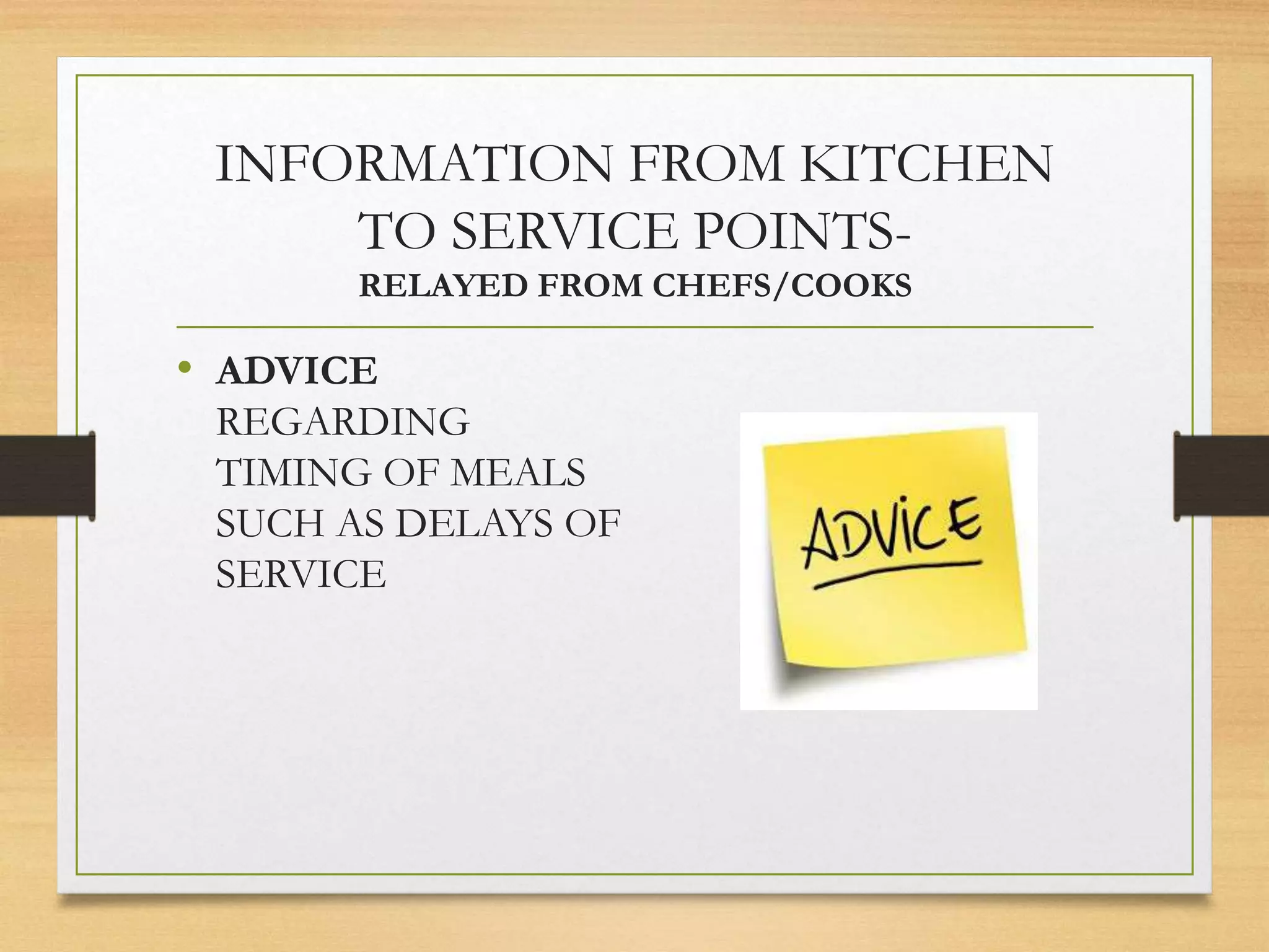 Lesson 1- Liaise between kitchen and service areas | PPTX