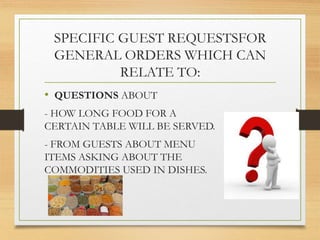 Lesson 1- Liaise between kitchen and service areas | PPTX