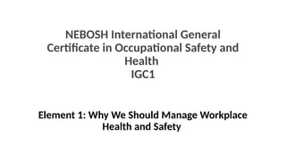 Nebosh IG1 Elemaent 1 very important for students | PPTX