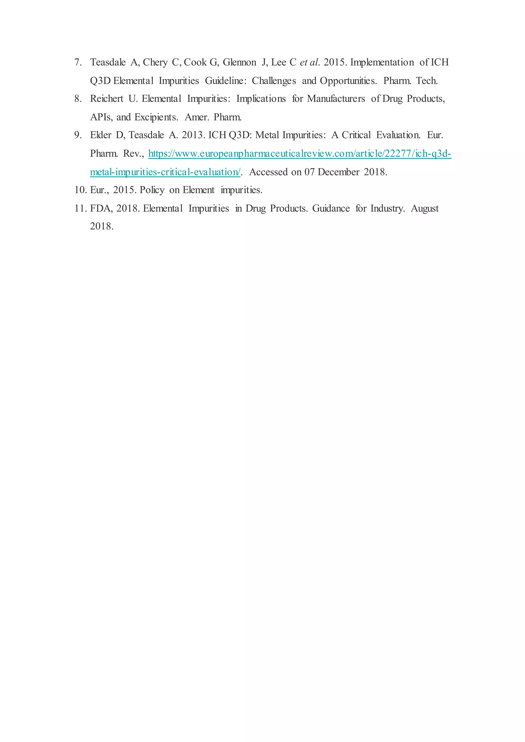 Elemental impurities risk assessment and significances | DOCX