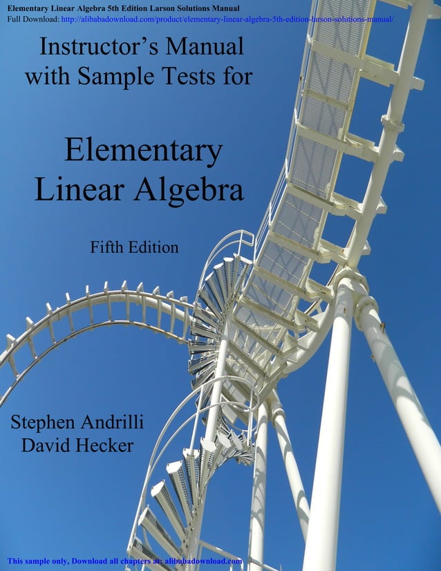 Elementary Linear Algebra 5th Edition Larson Solutions Manual | PDF | Programming Languages ...