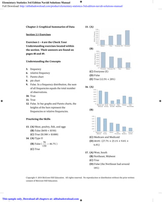 Elementary Statistics 3rd Edition Navidi Solutions Manual | PDF