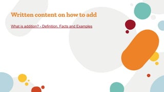 Elementary Addition Rebecca Root | PPT