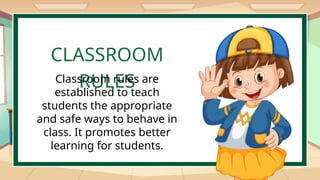 Elementary Classroom Rules Educational Presentation in Colorful Cartoon ...