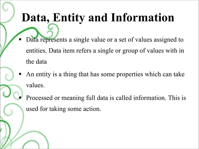 Elementary Data Organisation