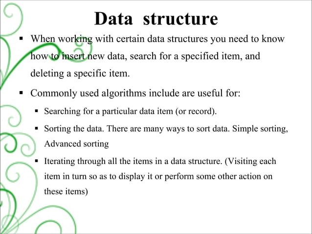 Elementary Data Organisation