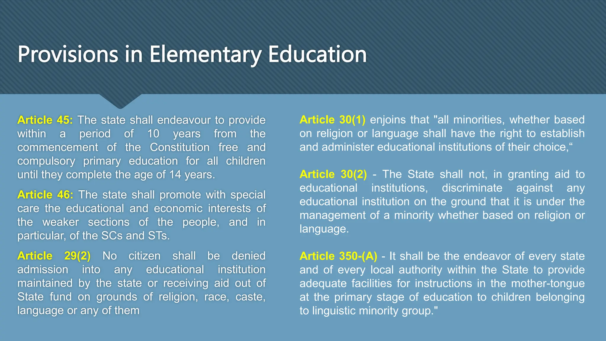 Elementary Education under Five Year Plans- Targets, Provisions and ...
