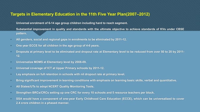 Elementary Education under Five Year Plans- Targets, Provisions and ...
