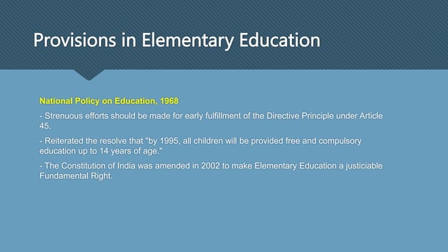 Elementary Education under Five Year Plans- Targets, Provisions and ...