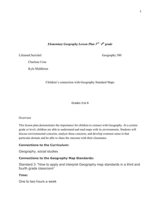 Elementary geography lesson plan 3rd | DOCX
