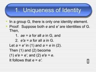Elementary Properties of Groups .ppt