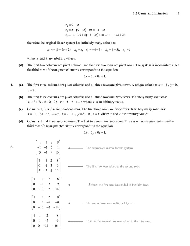 Answers to Problems in "Elementary Linear Algebra" (12th Edition) by Anton | PDF