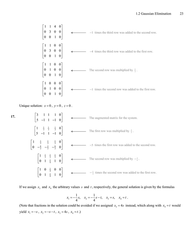 Answers to Problems in "Elementary Linear Algebra" (12th Edition) by Anton | PDF