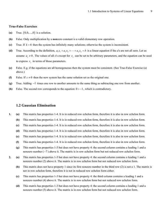Answers to Problems in "Elementary Linear Algebra" (12th Edition) by Anton | PDF