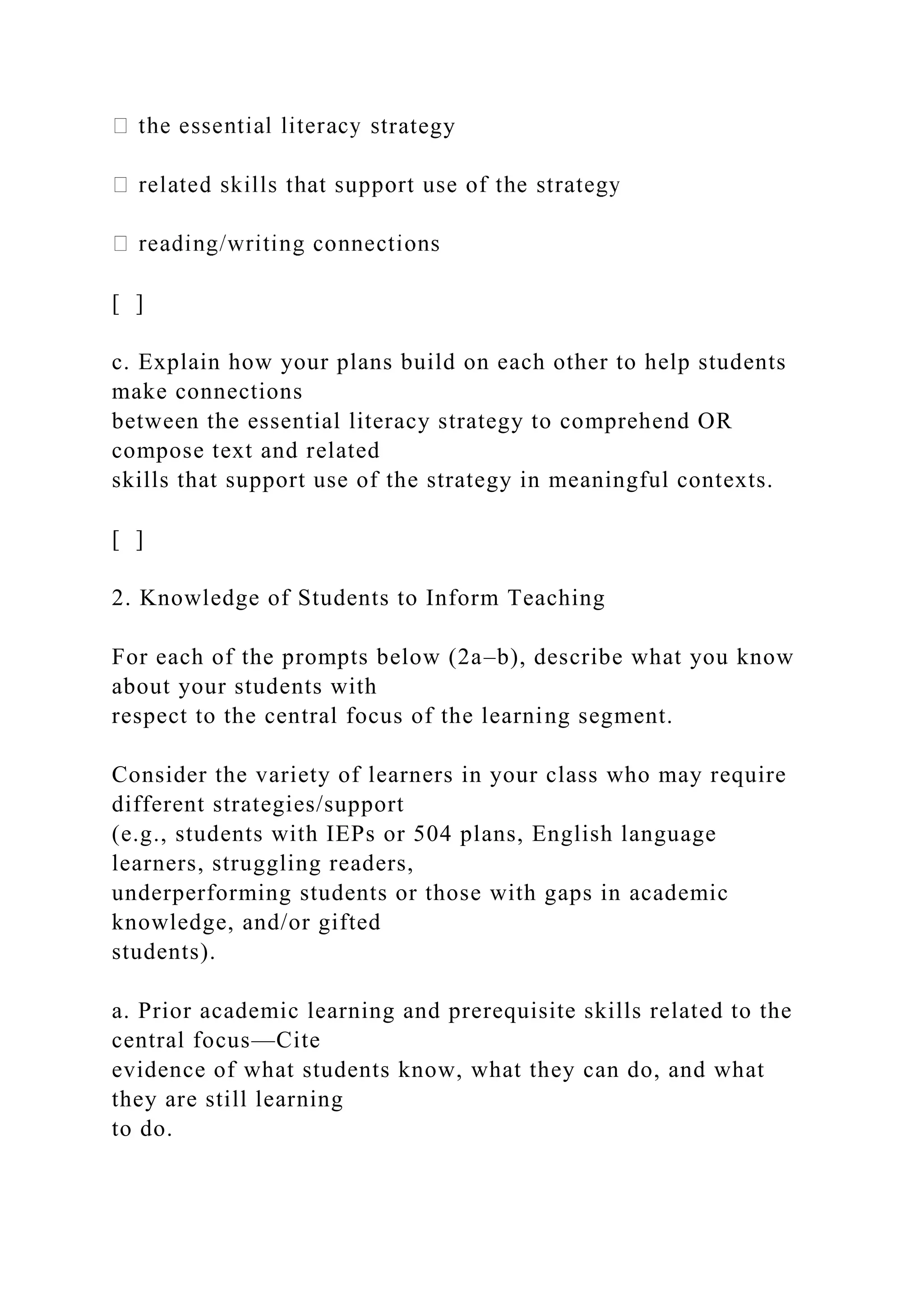 Elementary Literacy Task 1 Planning Commentary Copyrig.docx | Special ...