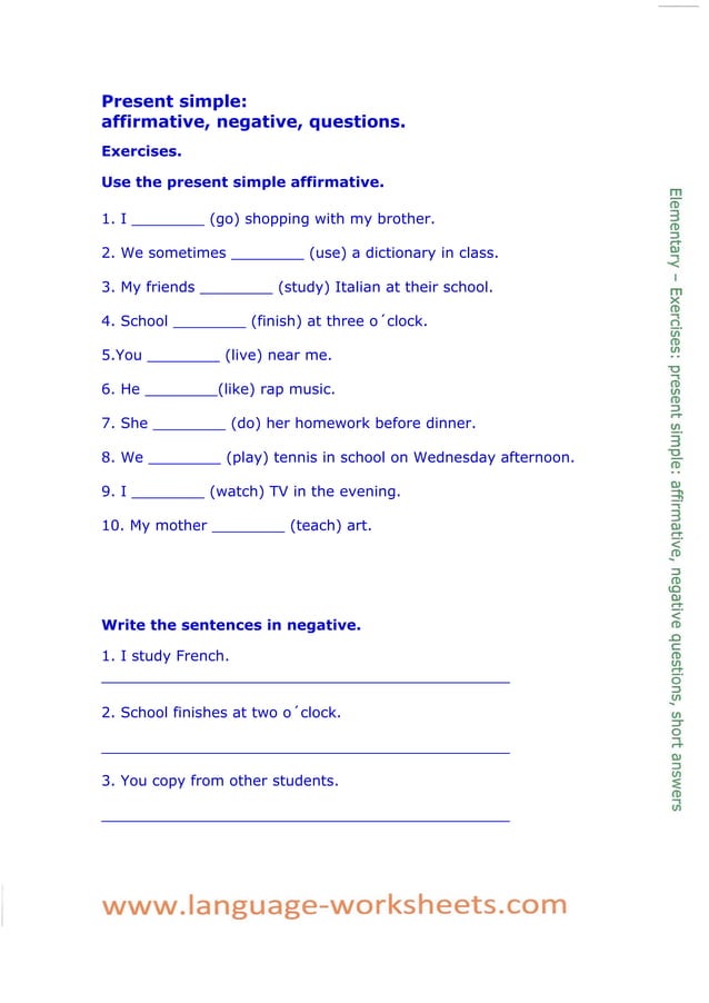 Elementary present simple exercises | PDF