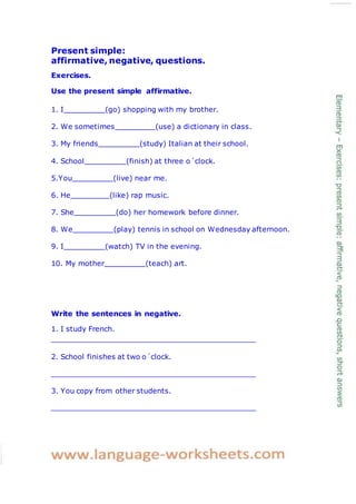 Elementarypresentsimpleexercises | DOCX