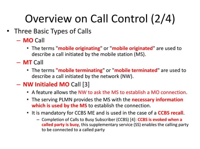 Elementary procedures for Circuit-Switched (CS) Call Control (CC) in ...
