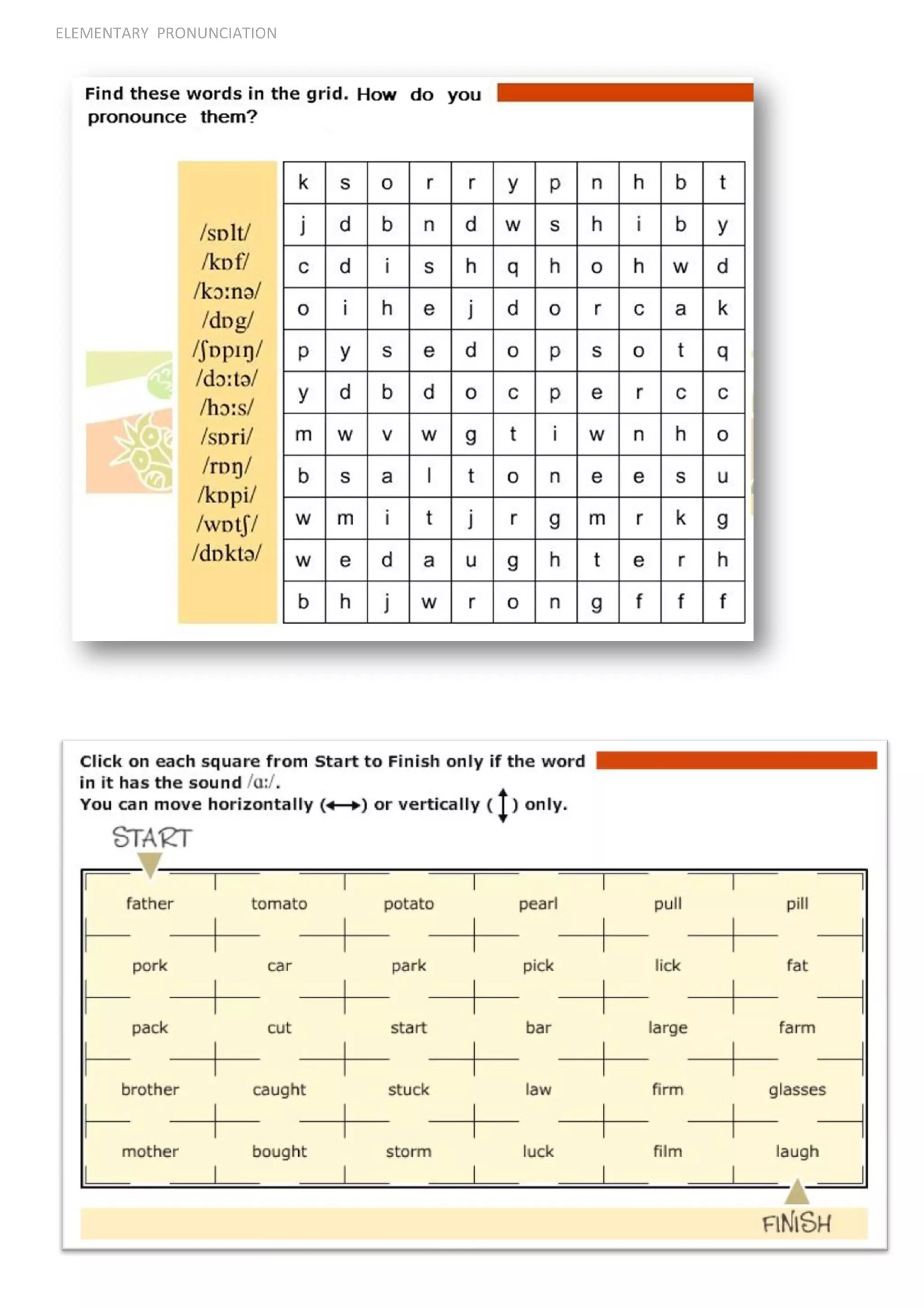 Elementary Pronunciation Games | DOC