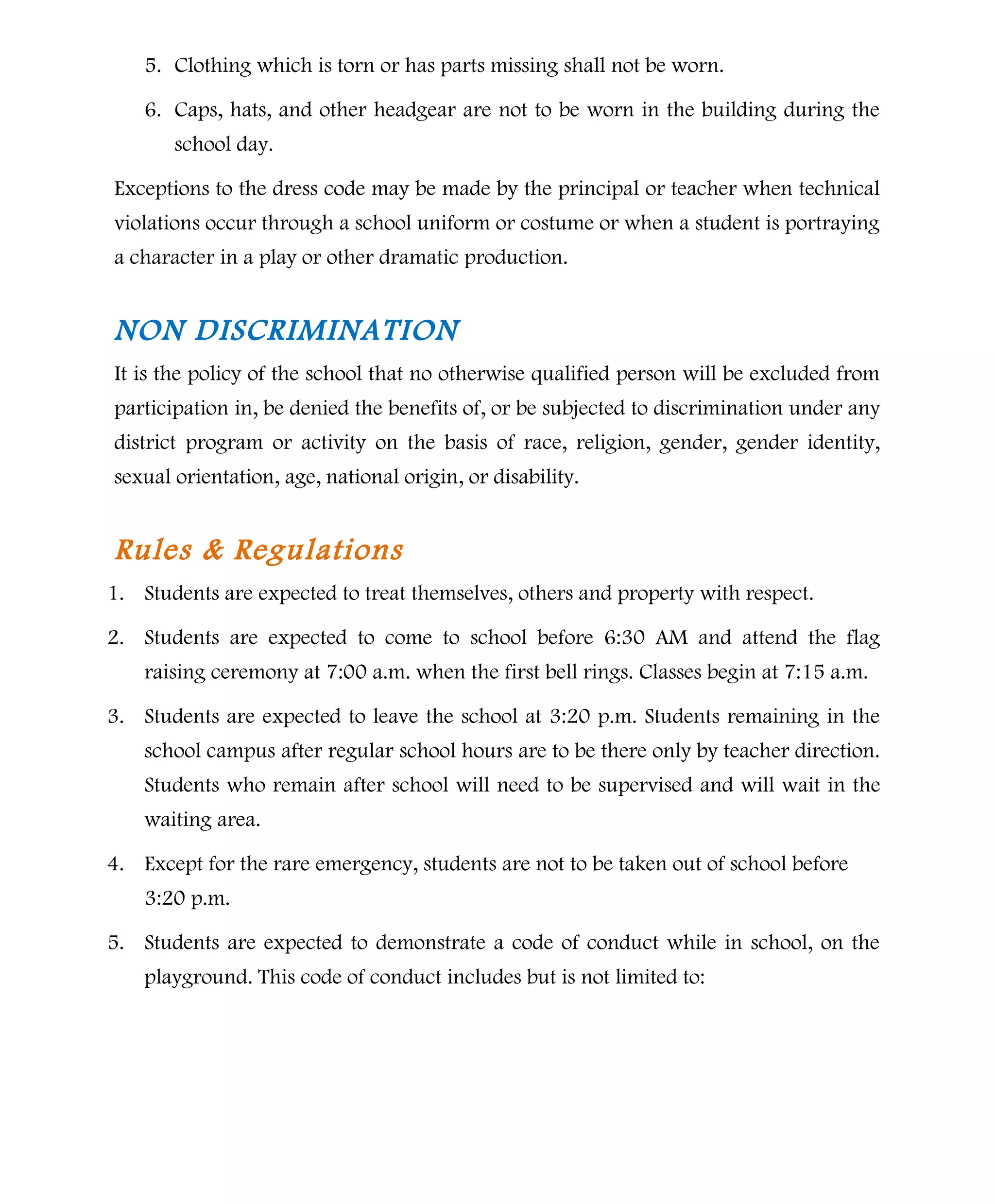 Elementary pupils' handbook | DOC