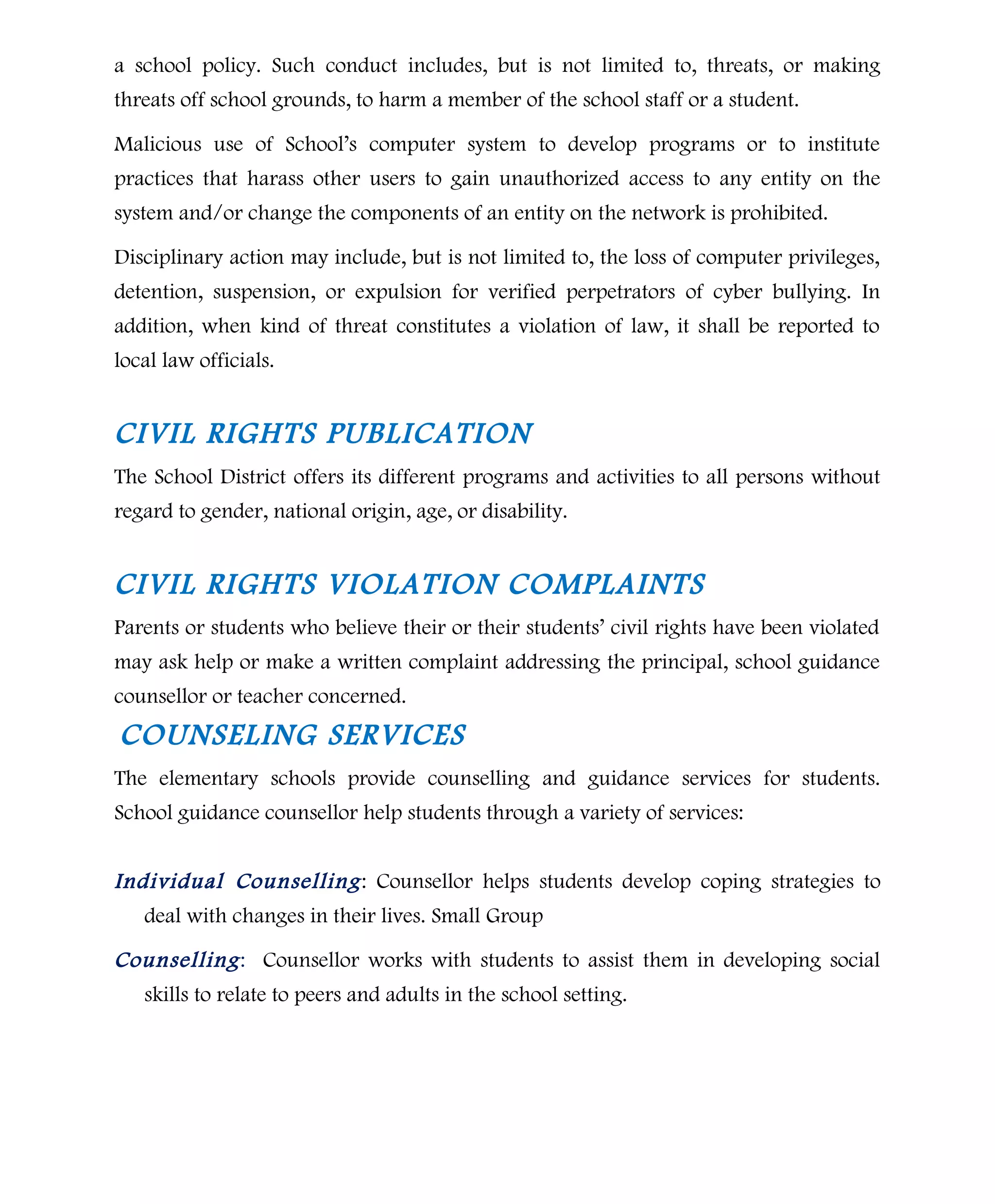 Elementary pupils' handbook | DOC