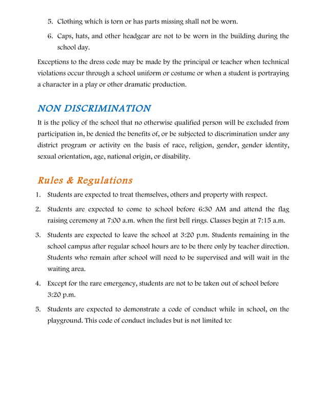 Elementary pupils' handbook | DOC