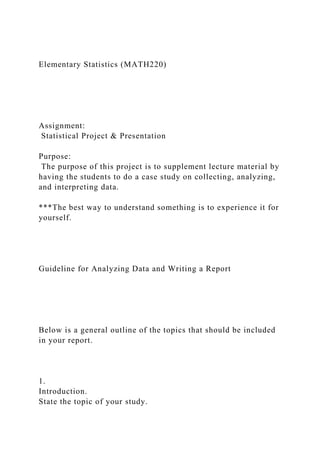 Elementary Statistics (MATH220)Assignment Statistic.docx