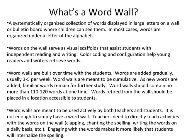 Elementary Word Walls | PPT | Education