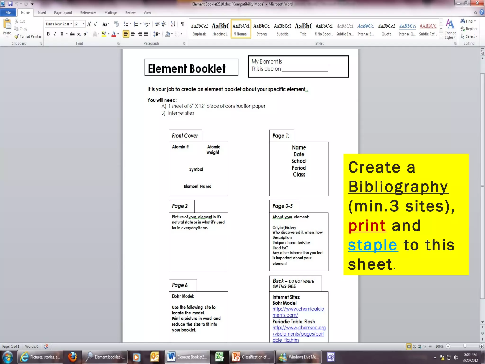 Element Booklet- Day 1 | PPT