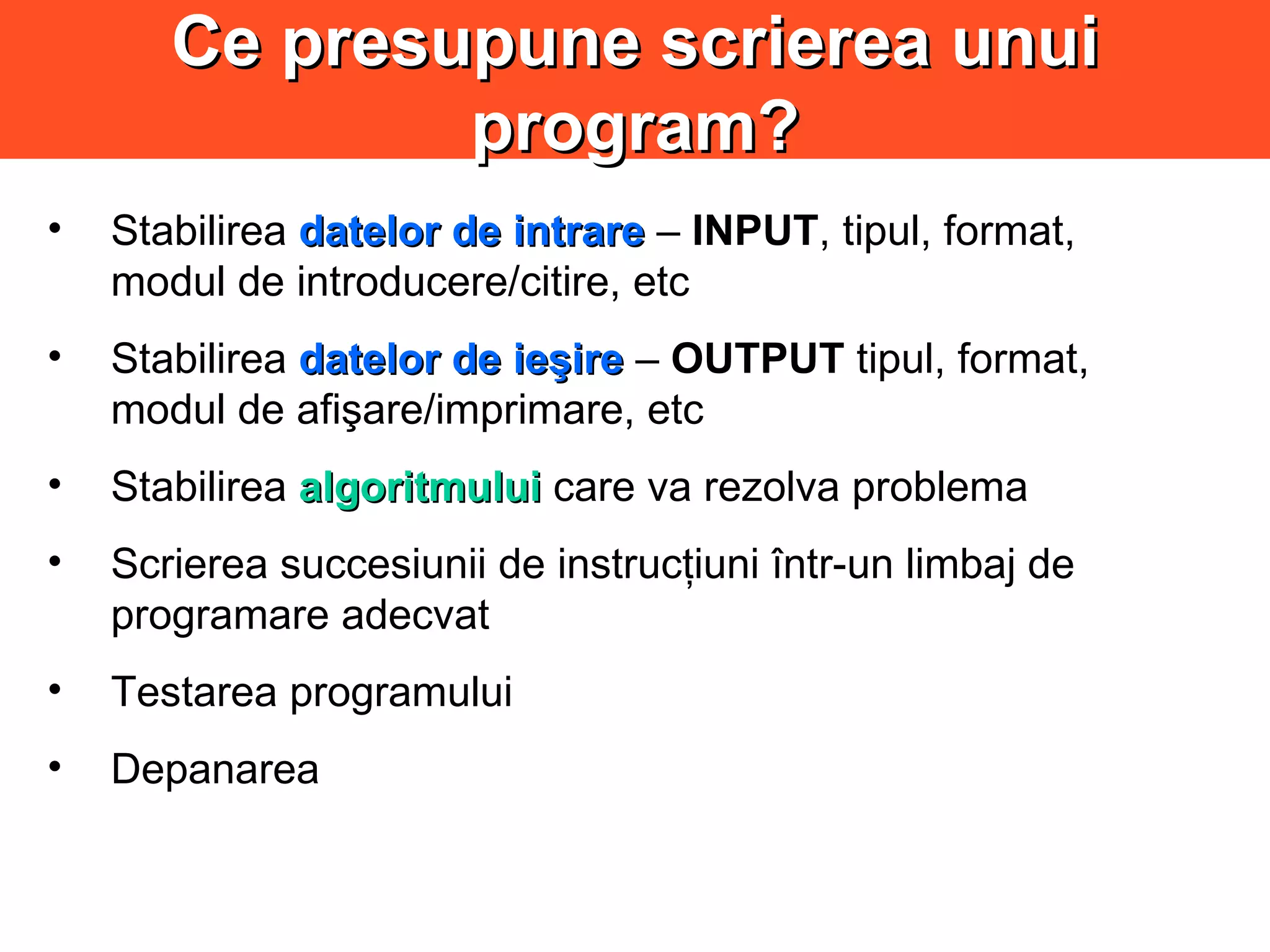 Elemente de programare ap | PPT