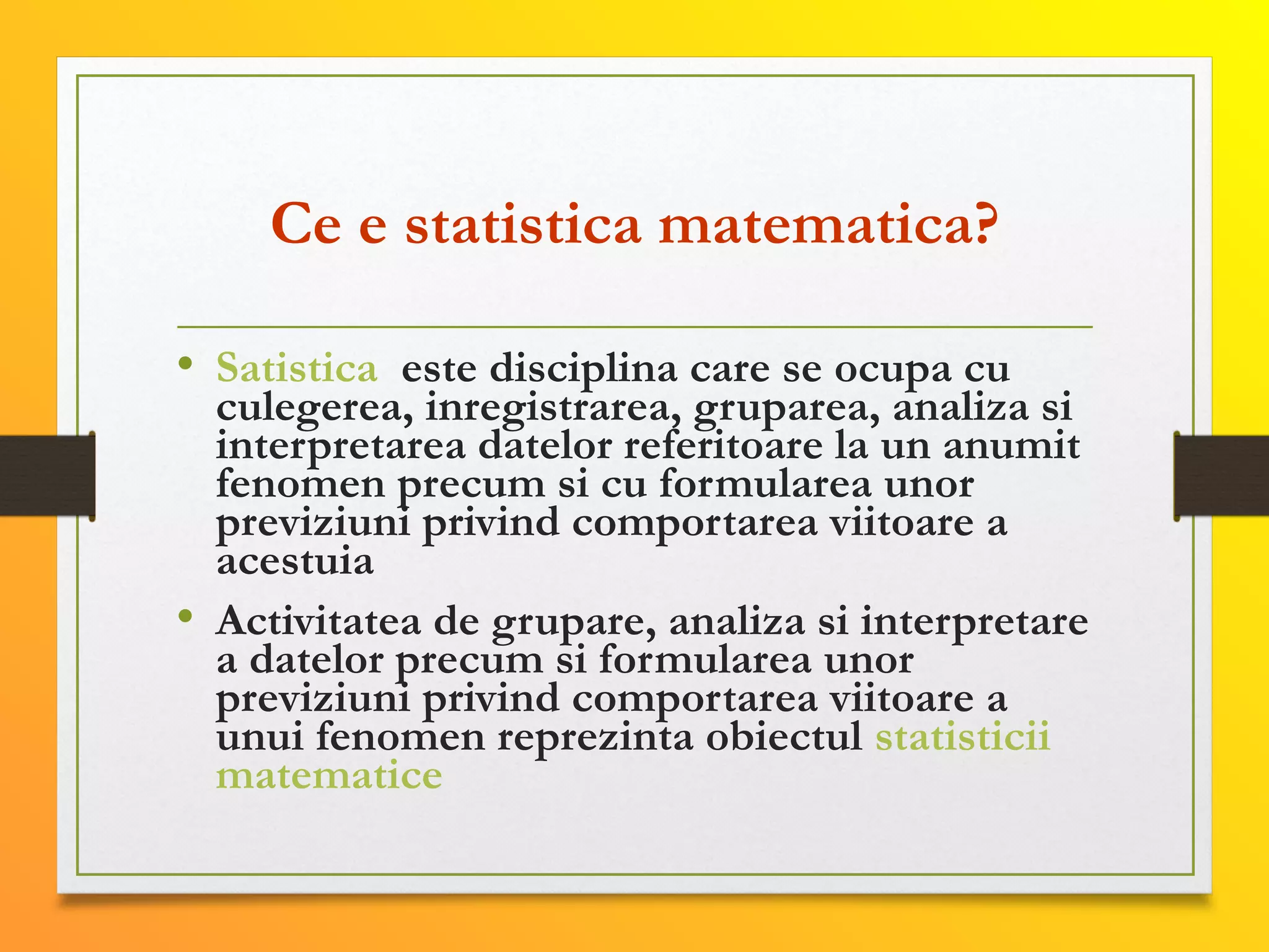 Elemente de statistica matematica și probabilitatea | PPT