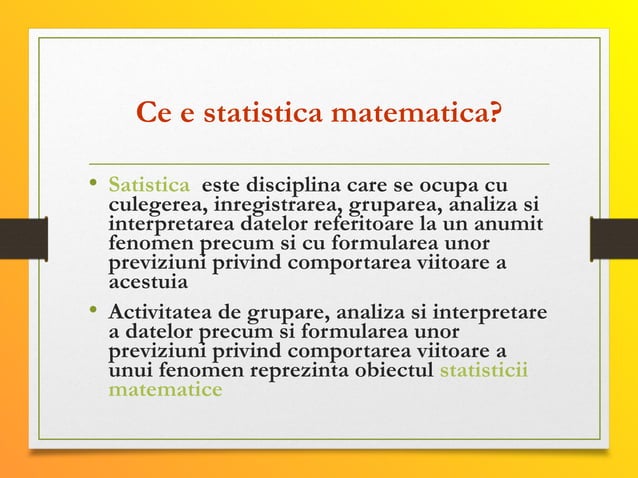 Elemente de statistica matematica și probabilitatea | PPT