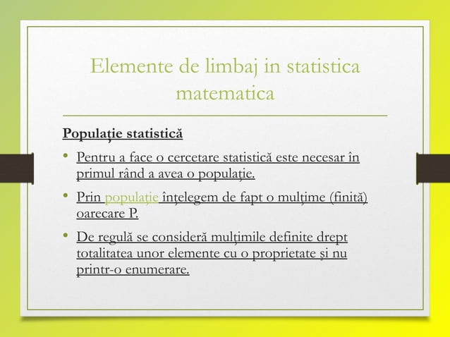 Elemente de statistica matematica și probabilitatea | PPT
