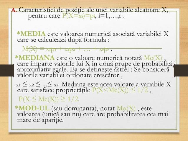 Elemente de statistica matematica și probabilitatea | PPT