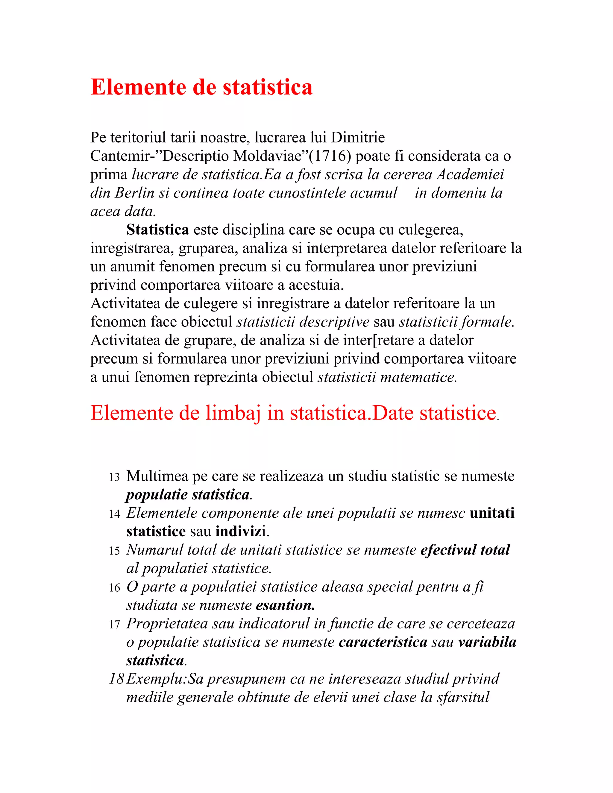 Elemente De Statistica Oc. | PDF
