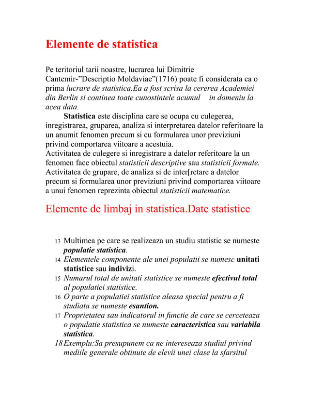 Elemente De Statistica Oc. | PDF