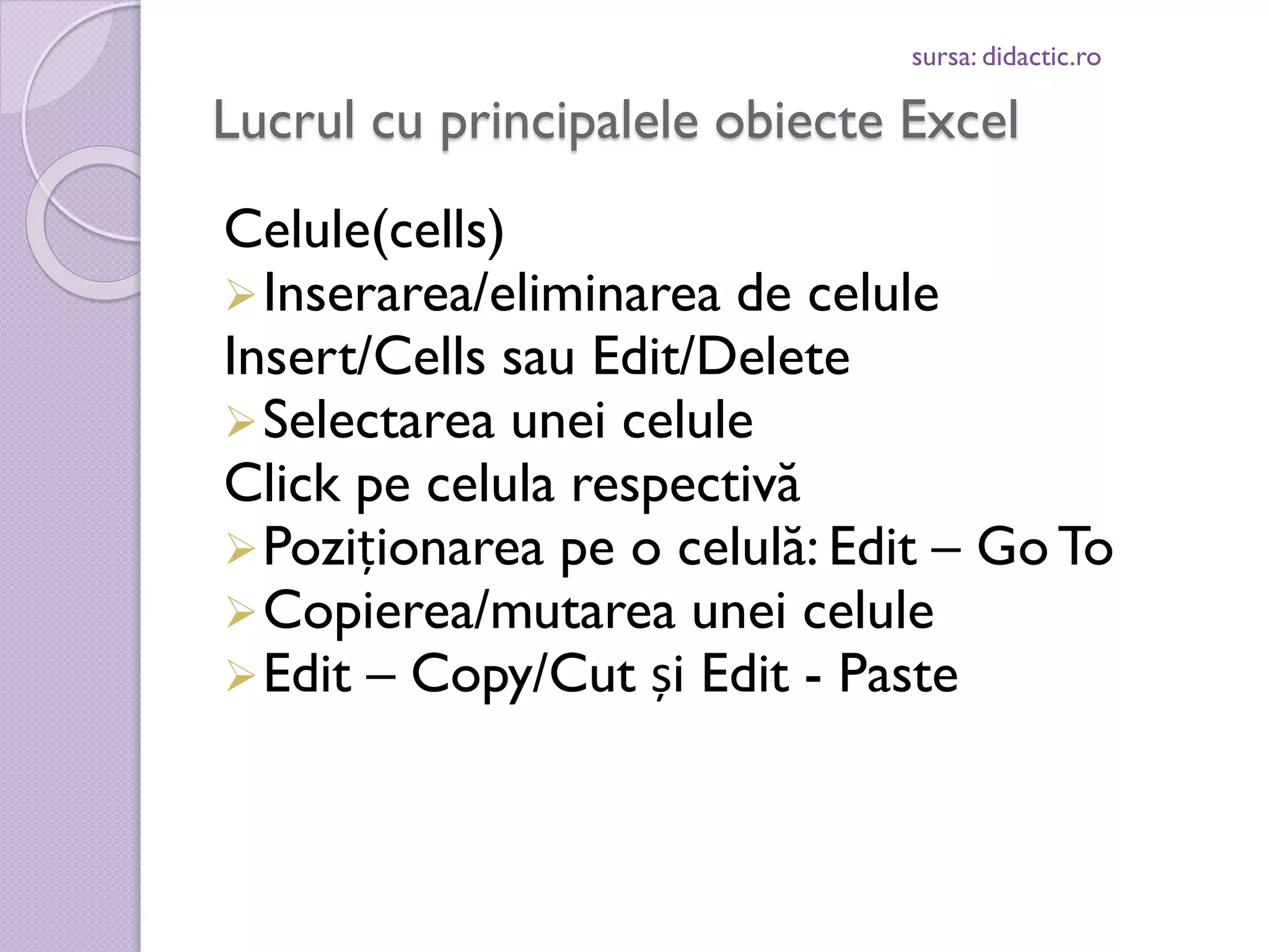 Elemente introductive excel | PPT