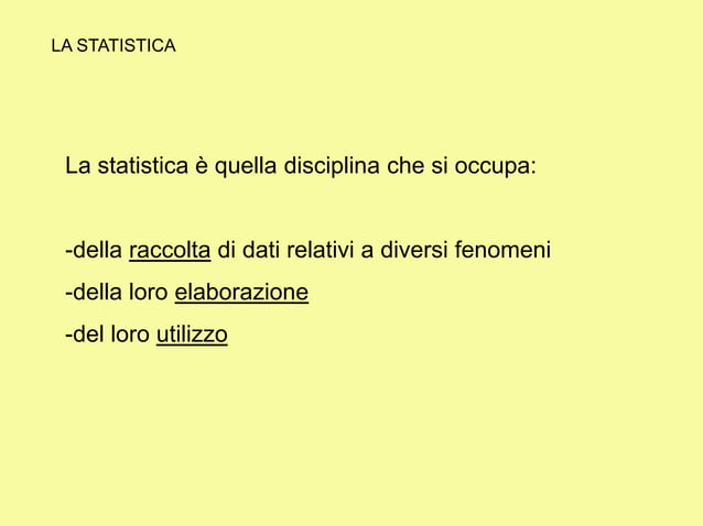 Elementi di statistica (classe prima media) | PPT